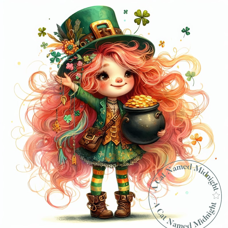 Cute Leprechaun Girl Clipart 13 JPG Whimsical St. Patrick's Day Clip ...