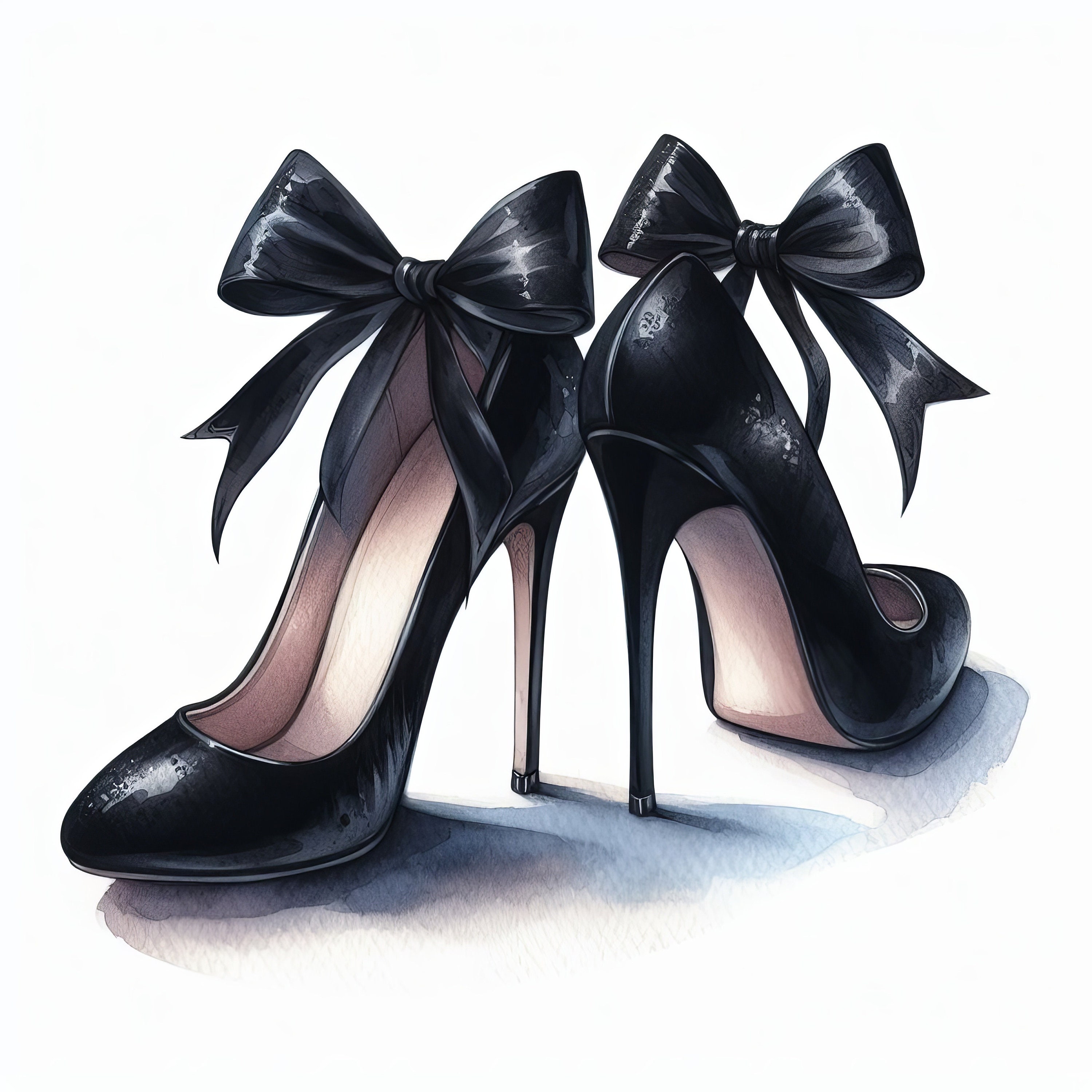 Watercolor High Heels Clipart Bundle Black High Heels Clip Art Womens ...