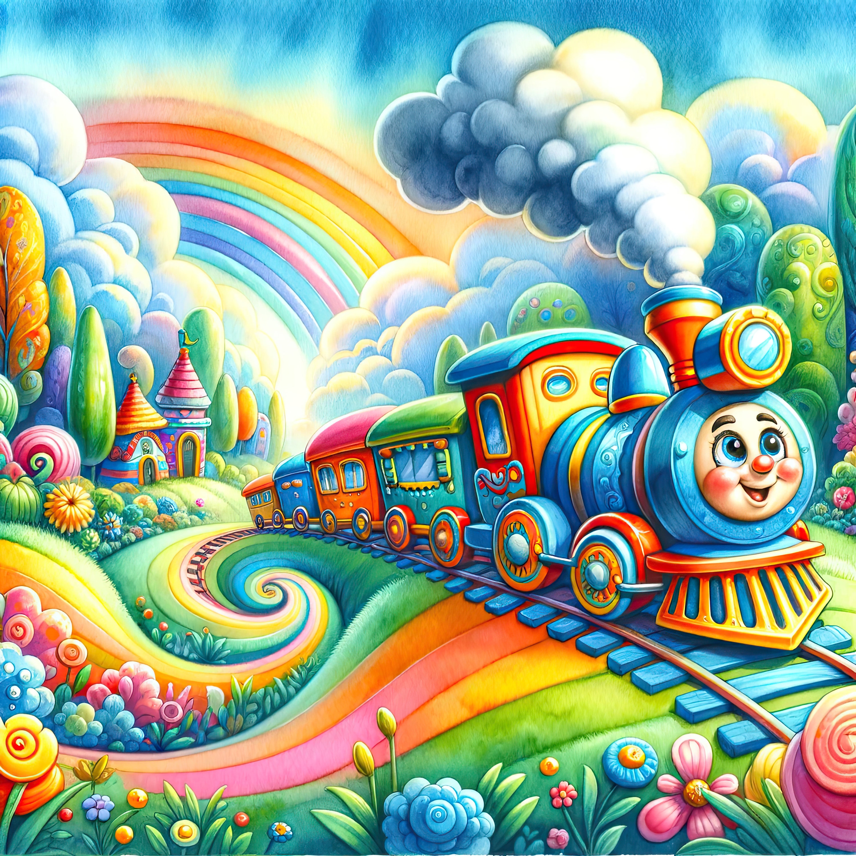 Nursery Watercolor Clipart for Children Toy Train Clip Art Colorful Kid ...