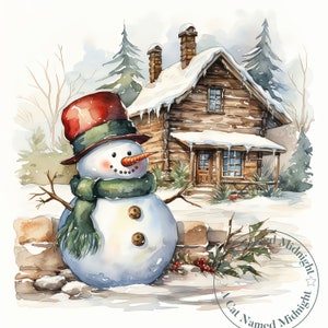 Snowmen in Front of a Cabin Clipart 10 JPG Xmas Snow Man Clip Art ...