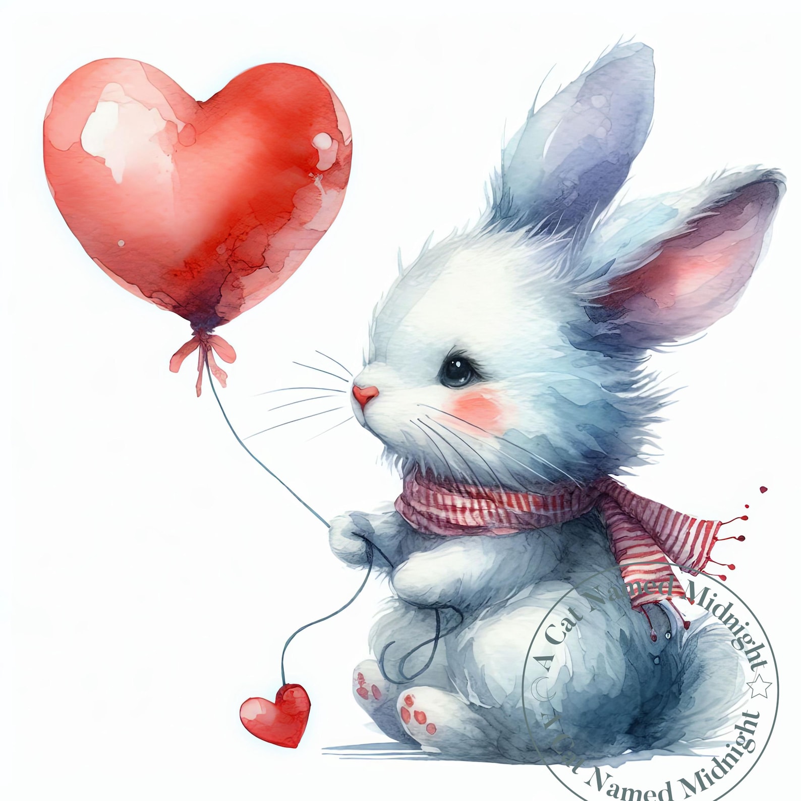 Valentines Day Clipart | Bunny and Balloon Clip Art | 11 JPG Images - Etsy