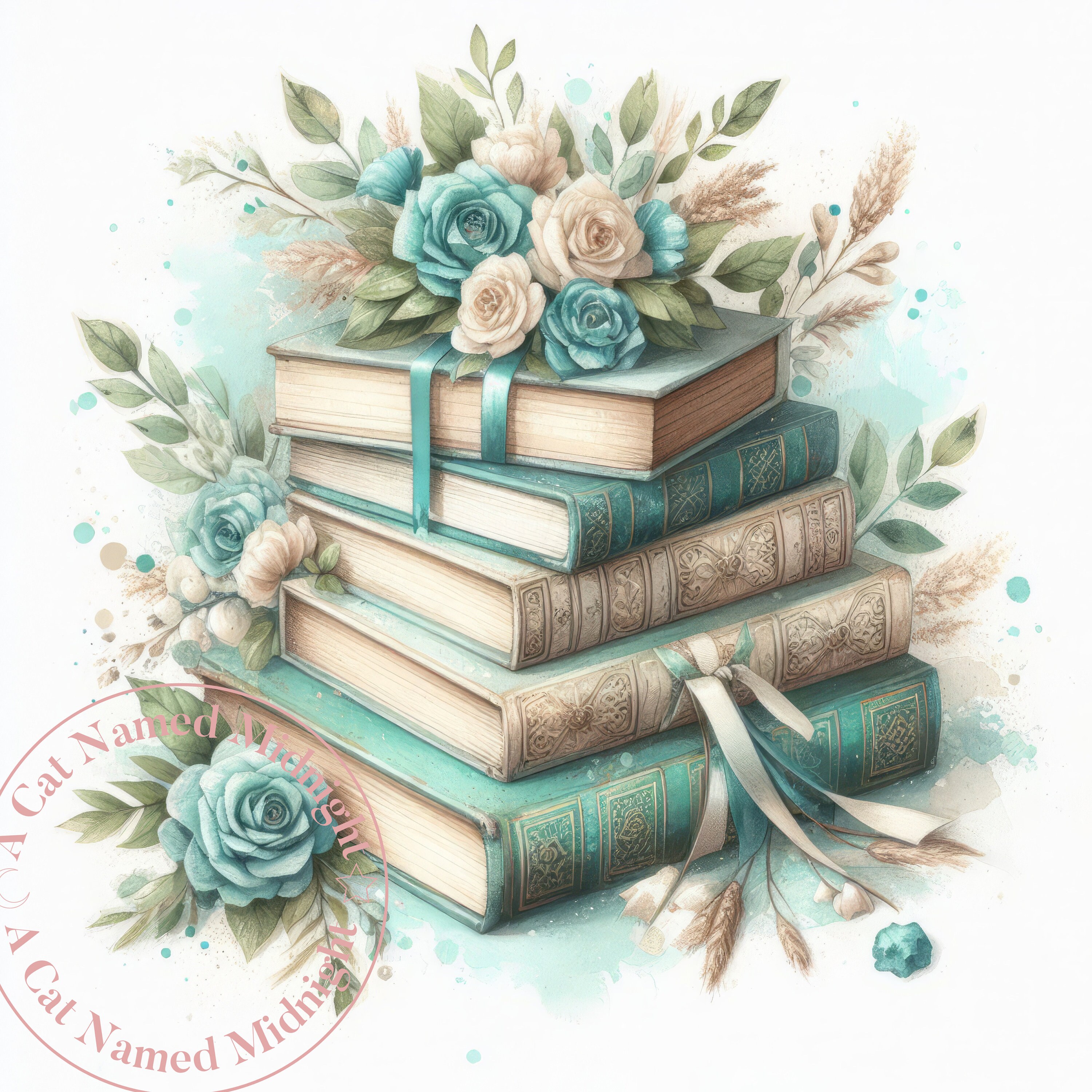 Shabby Chic Books Clipart 10 Images Watercolor Book Lover Clip Art ...