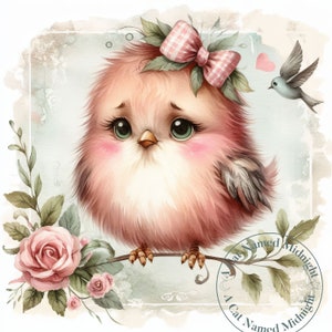 Shabby Chic Birds Vintage Style Clipart 15 JPG Images Watercolor Bird ...