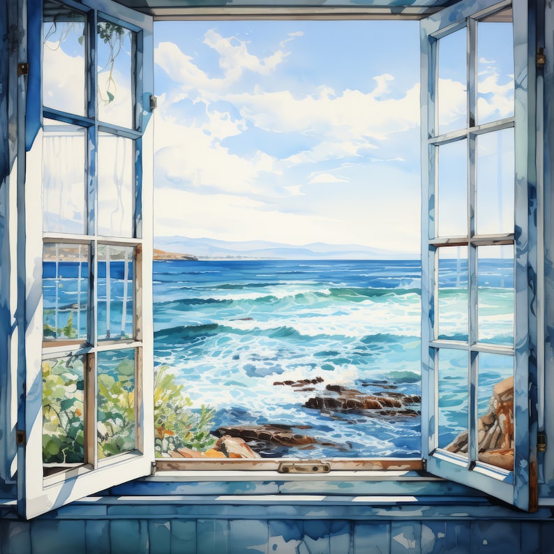 Watercolor Nautical Windows Clipart Watercolor Nautical Clip Art Ocean ...