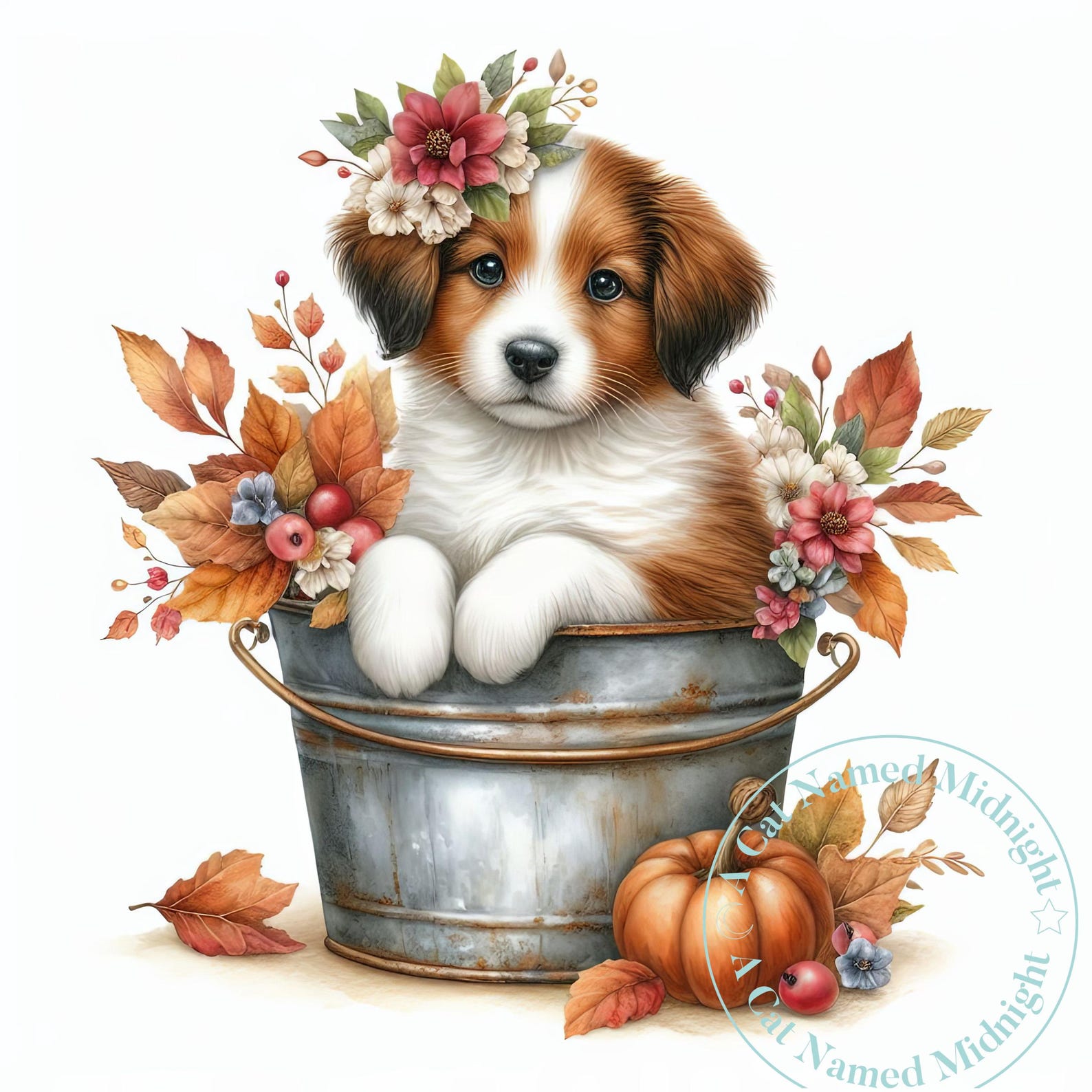 Cute Puppies Clipart 12 JPG Images Watercolor Puppy Clip Art Floral ...