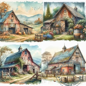 16 Old Barn Clipart Bundle Vintage Clip Art Rustic Barn Images ...