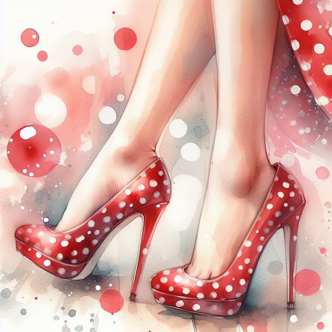 Red High Heels Clip Art Watercolor High Heels Clipart Bundle Womens ...