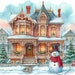 Victorian Christmas House and Snowman Clipart 9 Xmas Home Clip Art ...