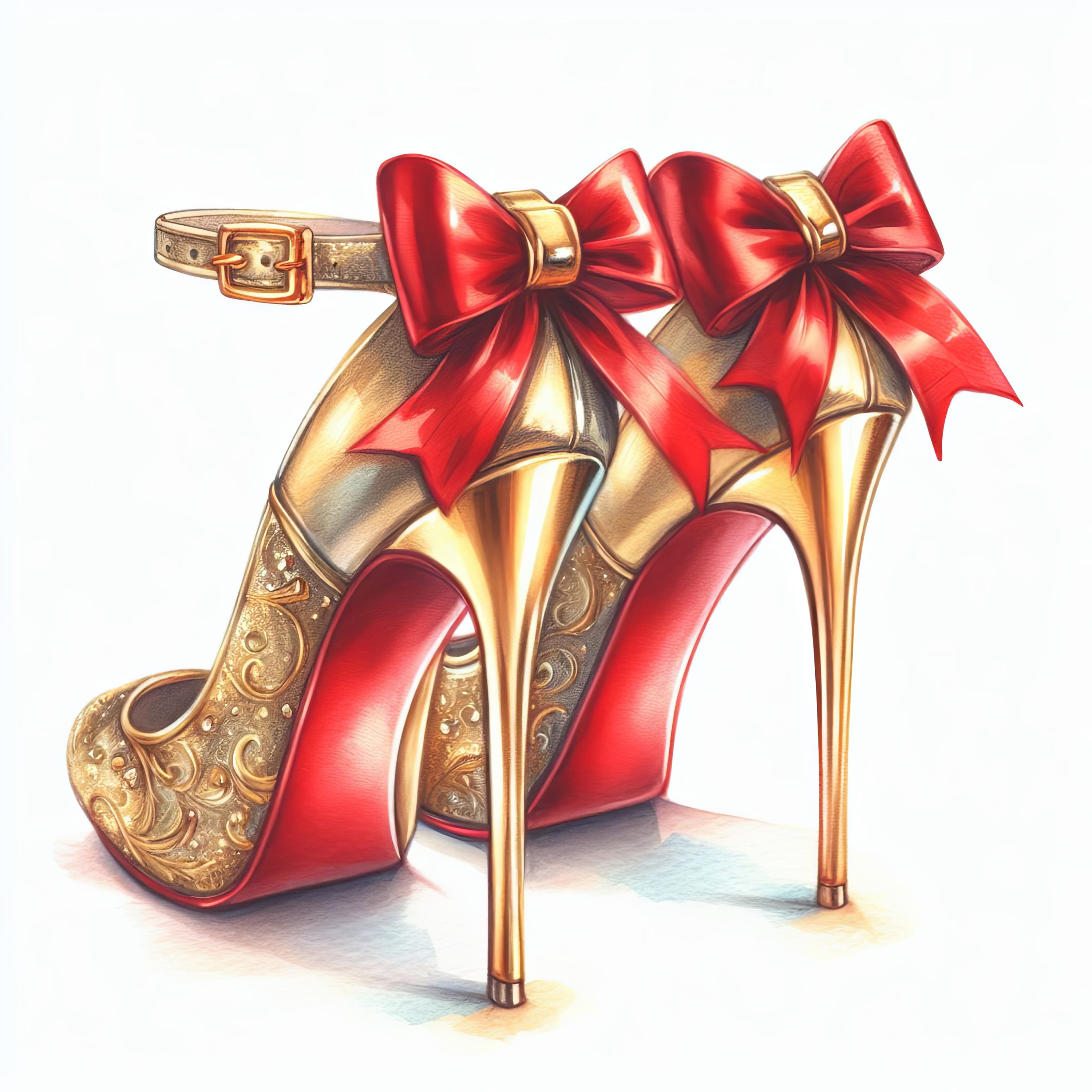 Watercolor High Heels Clipart Bundle Gold and Red High Heels Clip Art ...