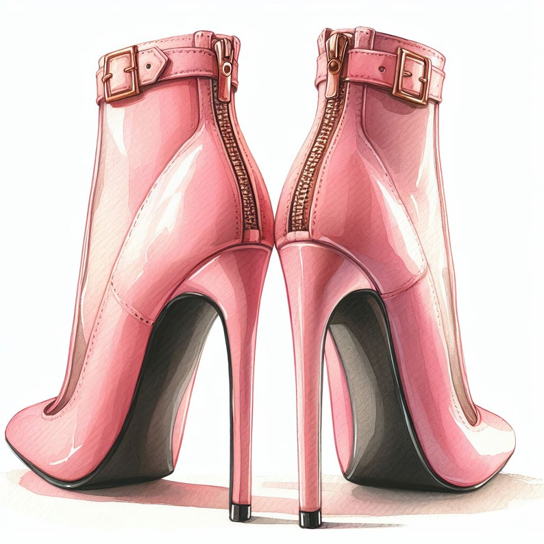 Watercolor High Heels Clipart Bundle Pink High Heels Clip Art Womens Shoe Images Wedding Bridal