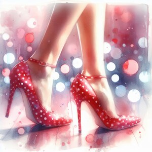 Red High Heels Clip Art Watercolor High Heels Clipart Bundle Womens ...