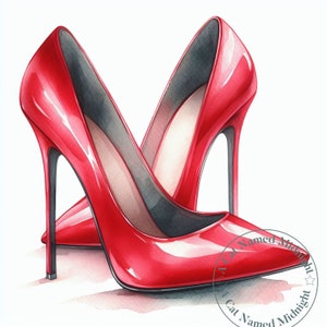Red High Heels Clip Art 10 Watercolor High Heels Clipart Bundle Womens ...