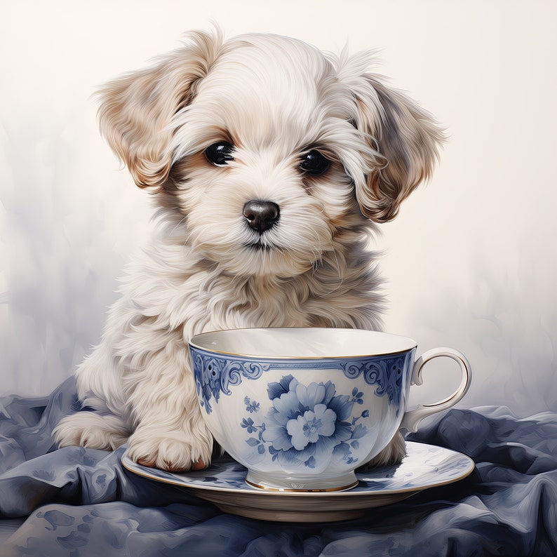 Cute Puppies Clipart Bundle Floral Puppy Tea Cup Clipart Puppy and ...