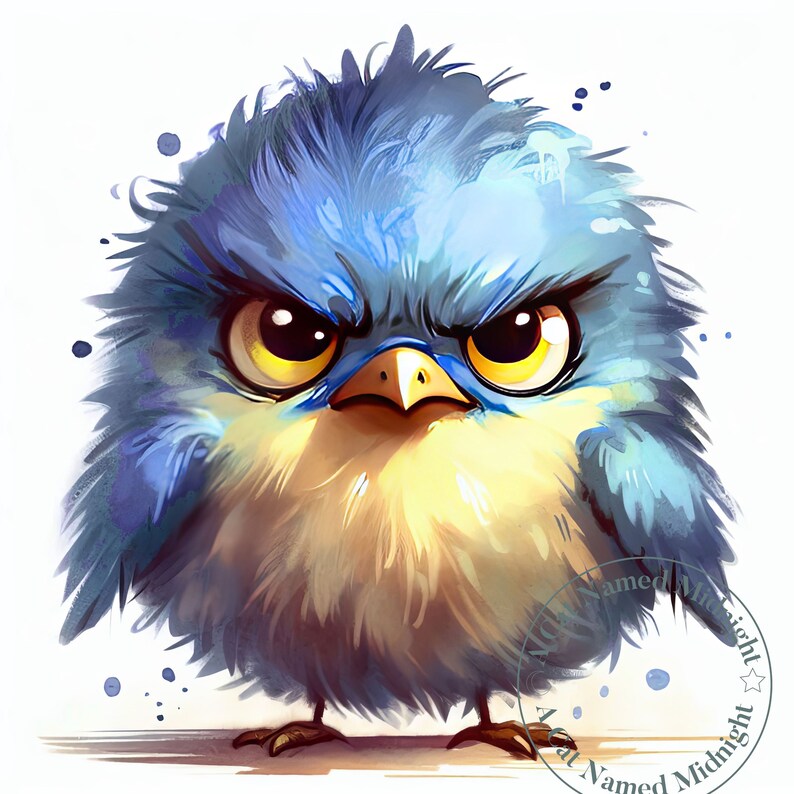 Grumpy Birds Clip Art | Whimsical Birds Funny Clipart 10 JPG Images - Etsy