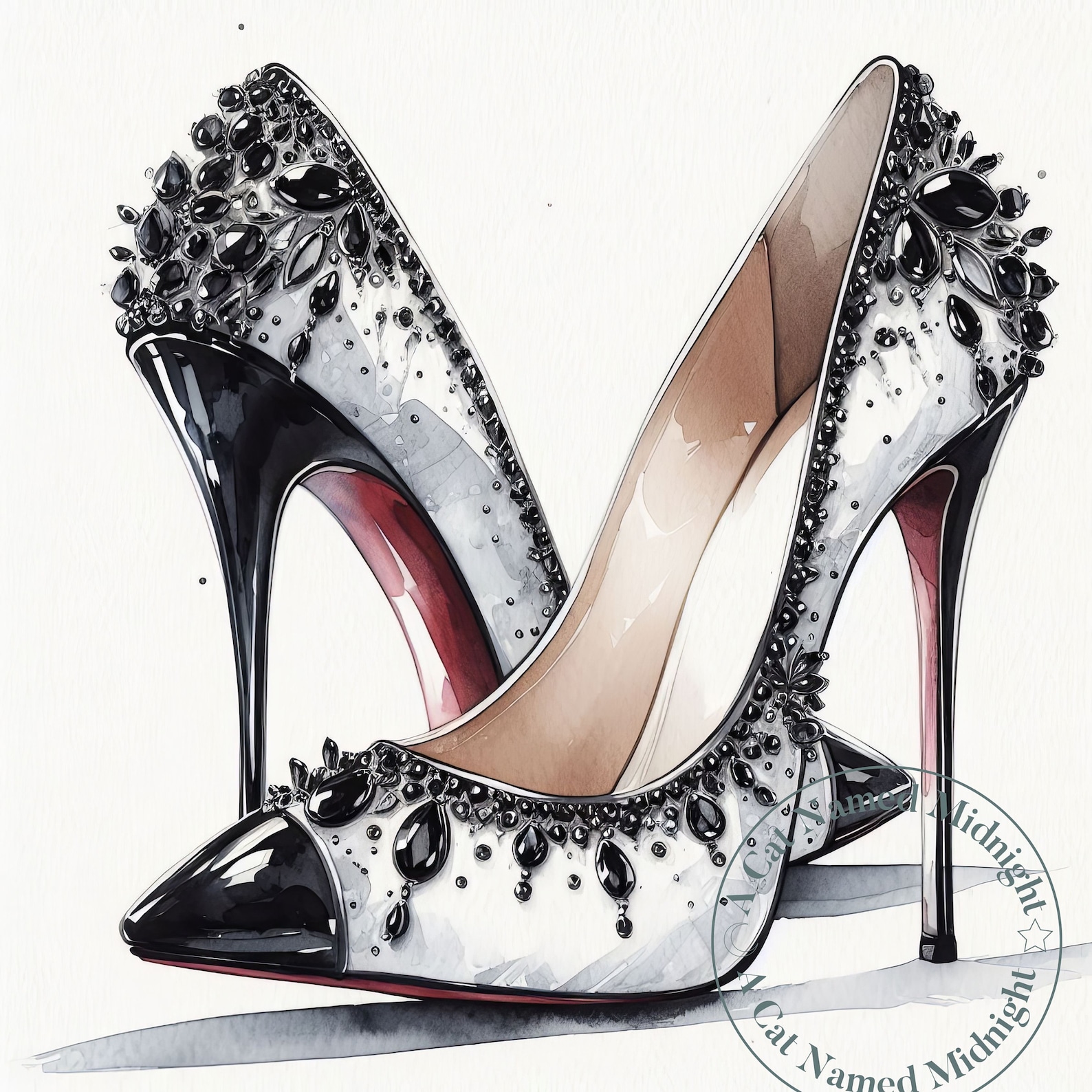 12 White and Black High Heels Clipart Bundle 10 Watercolor White High ...