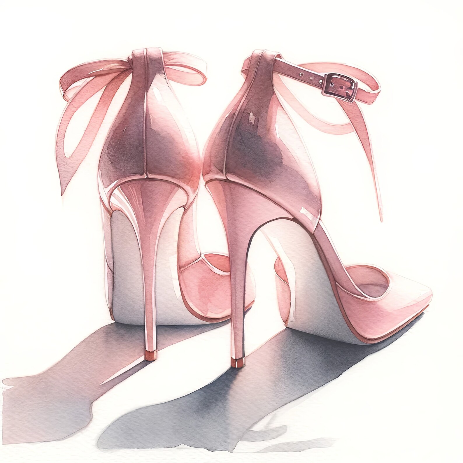 Watercolor High Heels Clipart Bundle Pink High Heels Clip Art Womens ...