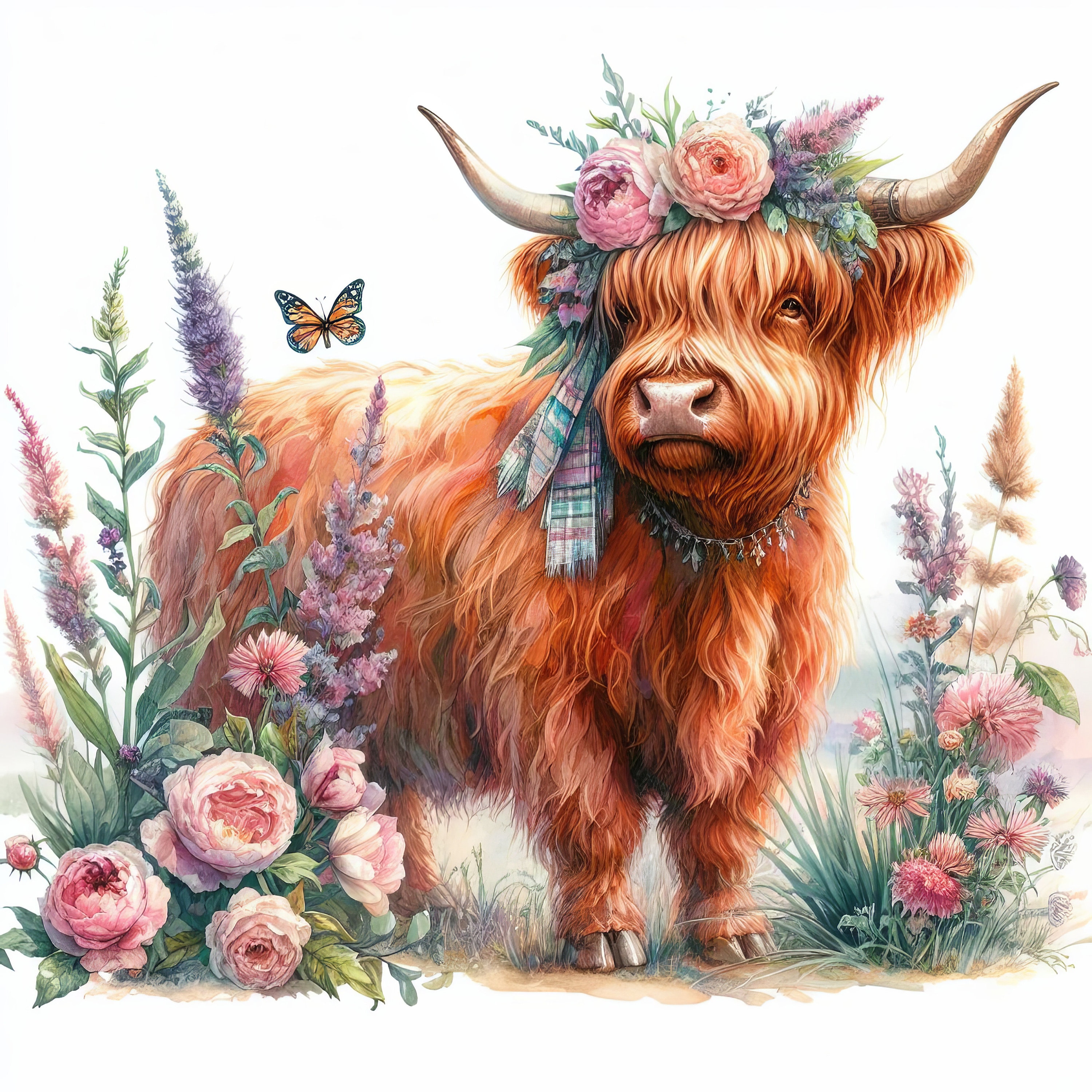 Watercolor Highland Cow Clipart Watercolor Highland Cow Clip Art ...