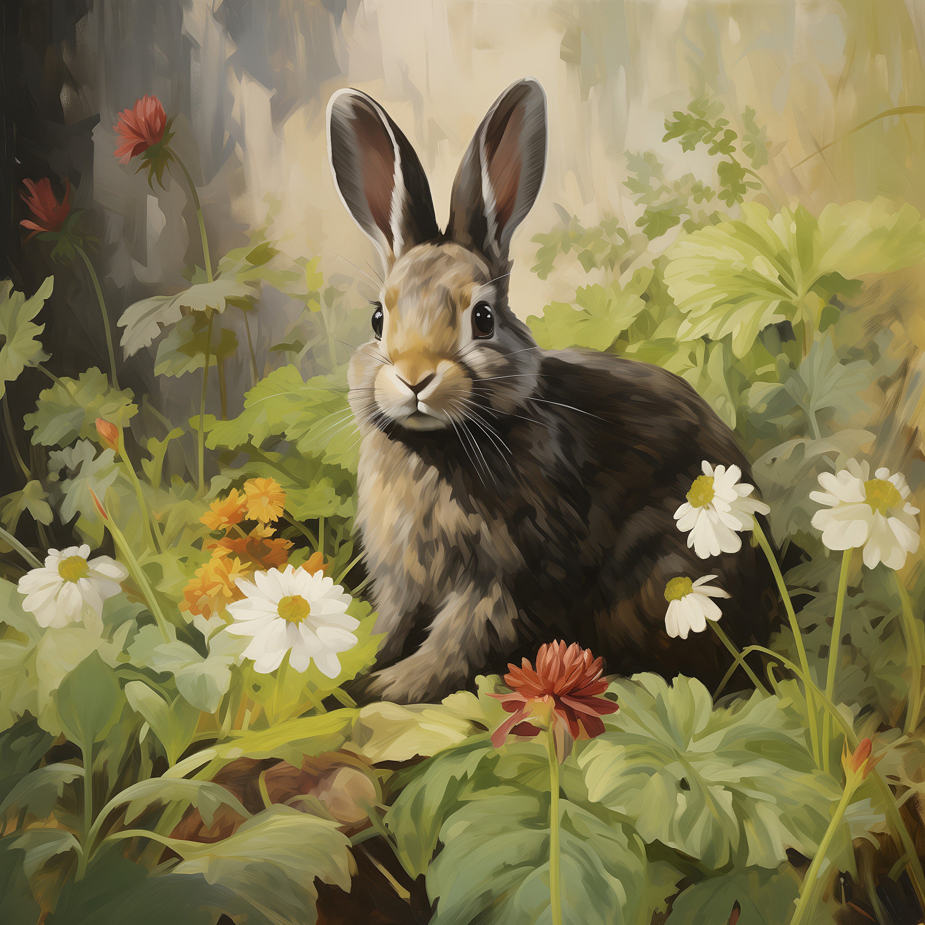 Bunny in Flower Garden Clipart Images Rabbit in Garden Clip Art Bundle ...