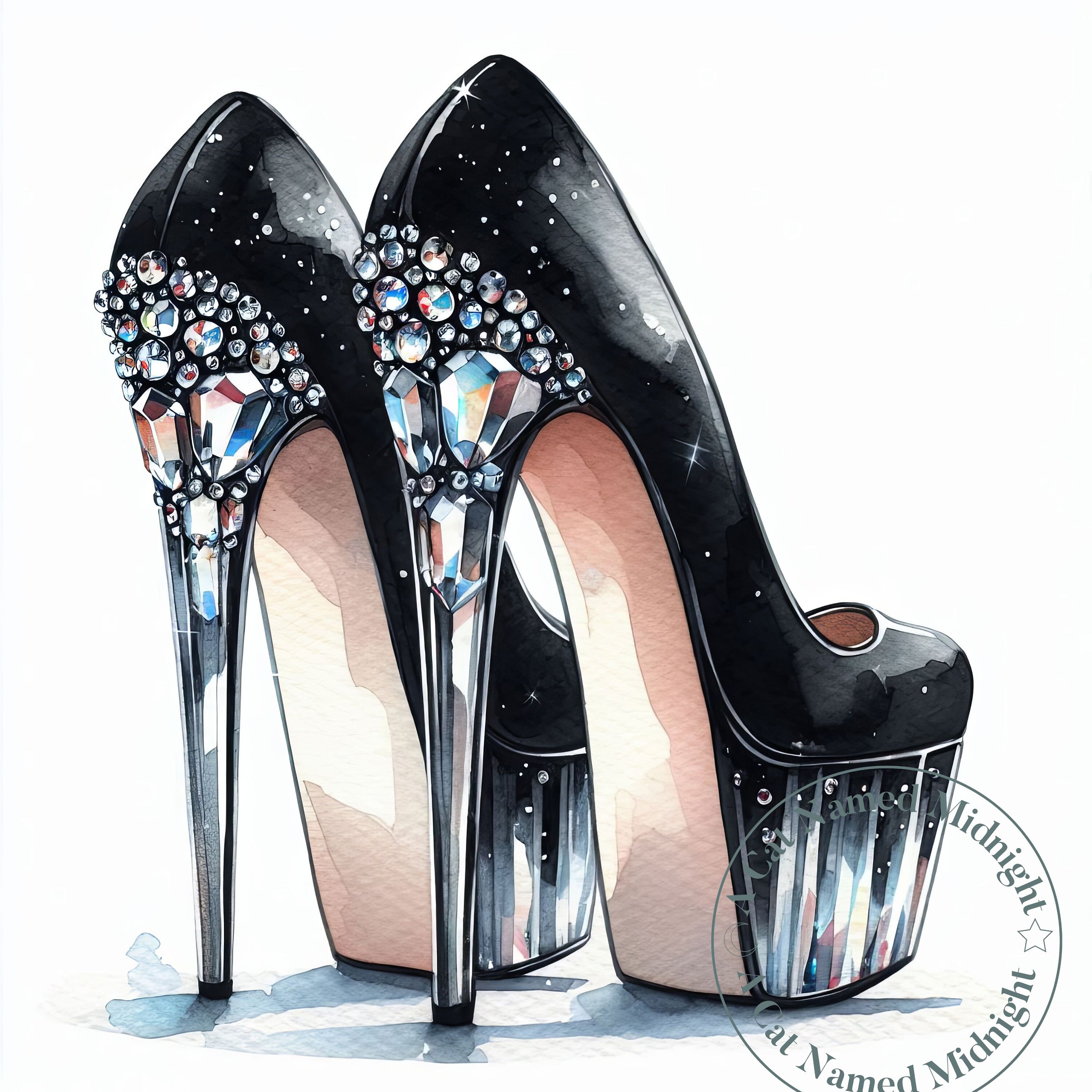 10 Black Platform High Heels Clipart Bundle Black Stiletto High Heels ...