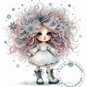 Quirky Girl Snowflake Princess Clipart 10 Whimsical Watercolor Clip Art ...
