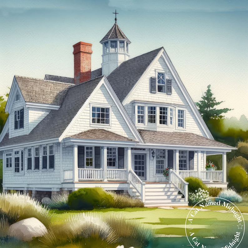 Cape Cod Cottage Clipart Bundle 10 High Quality Images White Cottage ...