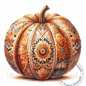 Boho Pumpkin Clipart 11 Images Watercolor Fall Clip Art Floral Autumn ...