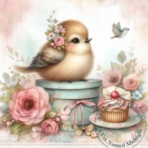 Shabby Chic Birds Vintage Style Clipart 10 JPG Images Watercolor Bird ...