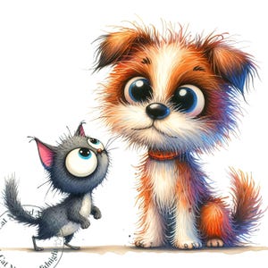 Quirky Dog and Cat Best Friends Clipart 13 High Quality JPG Images Cat ...