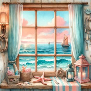 Watercolor Nautical Windows Clipart Watercolor Nautical Clip Art Ocean ...