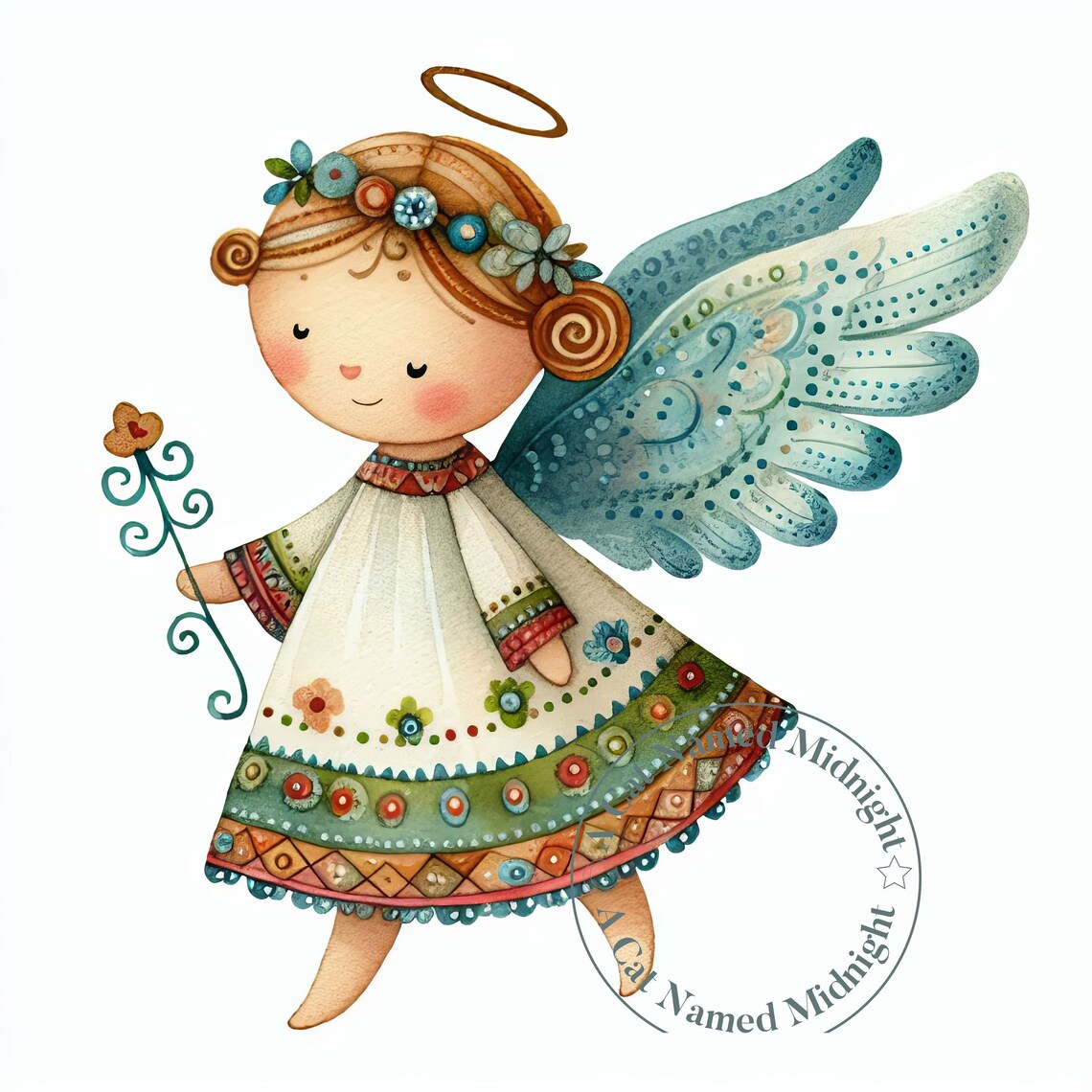 Folk Art Angels Clipart 10 JPG Angels Watercolor Xmas Angels Images ...