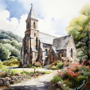 Country Stone Church Clipart Bundle 12 Old Scottish Style Church ...