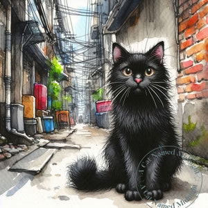 13 Alley Cat Paintings Cat Clip Art Images Bundle Watercolor Kitten ...
