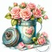 Rose Clipart Roses in Vintage Cans Clip Art Shabby Chic Floral ...