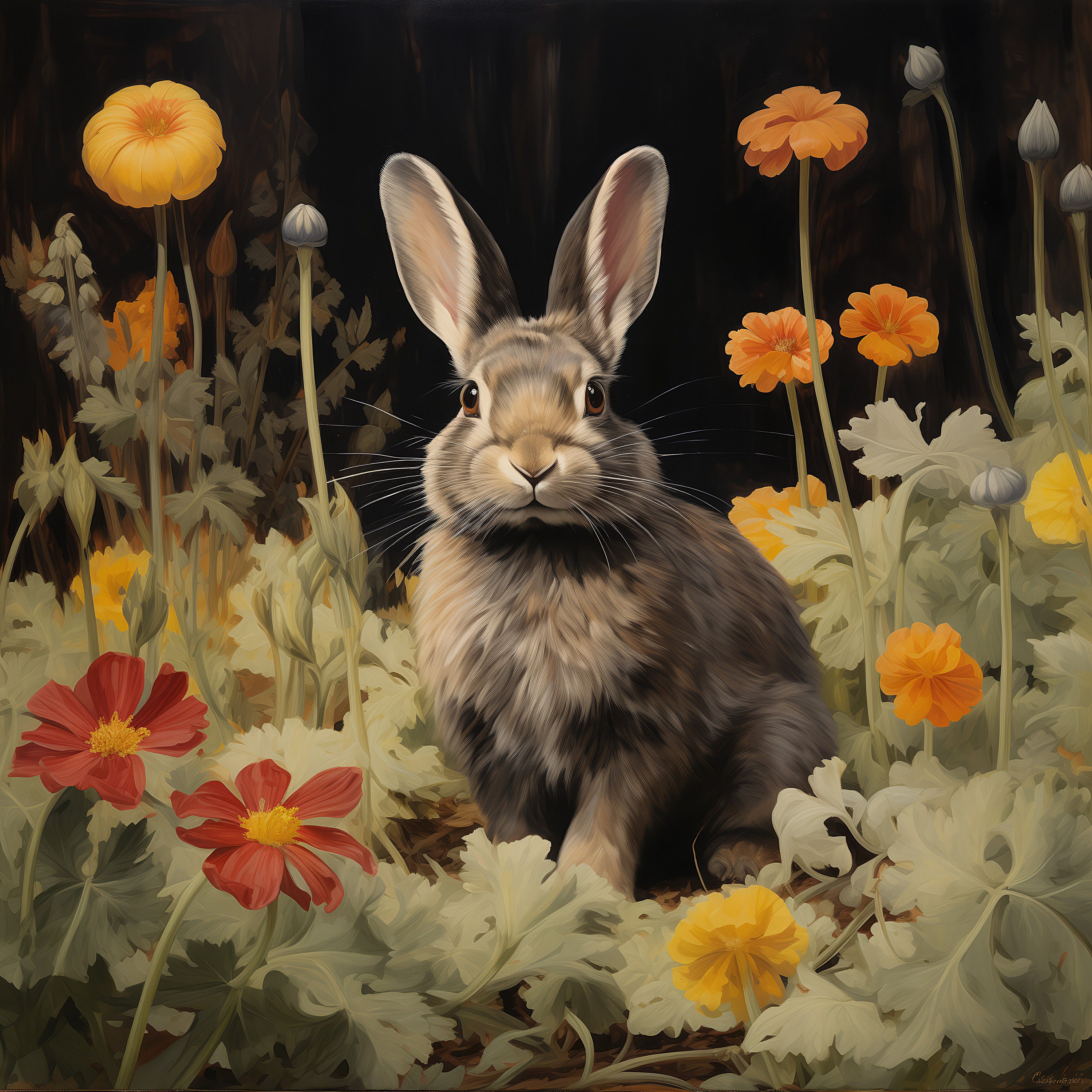 Bunny in Flower Garden Clipart Images Rabbit in Garden Clip Art Bundle ...