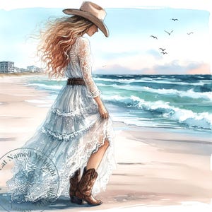 Coastal Cowgirl on the Beach 13 Clipart Beach Cow Girl Clipart Bundle ...