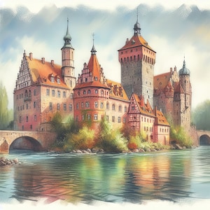 Castle Clip Art Watercolor Castles - Etsy