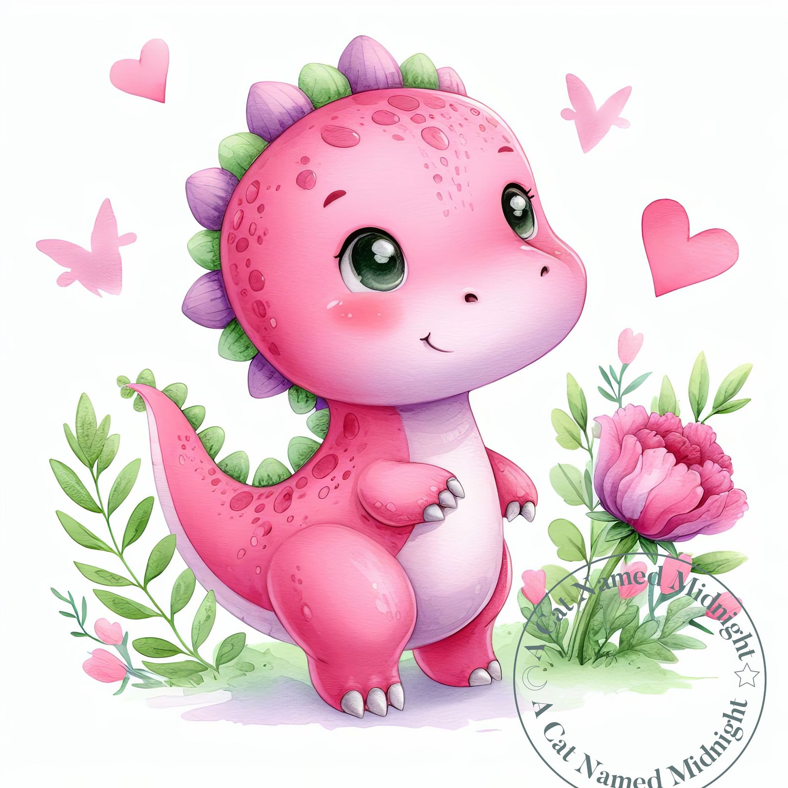Cute Baby Dinosaur Clipart for Kids 16 JPG Watercolor Clip Art for ...