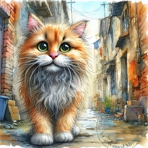13 Alley Cat Paintings Cat Clip Art Images Bundle Watercolor Kitten ...