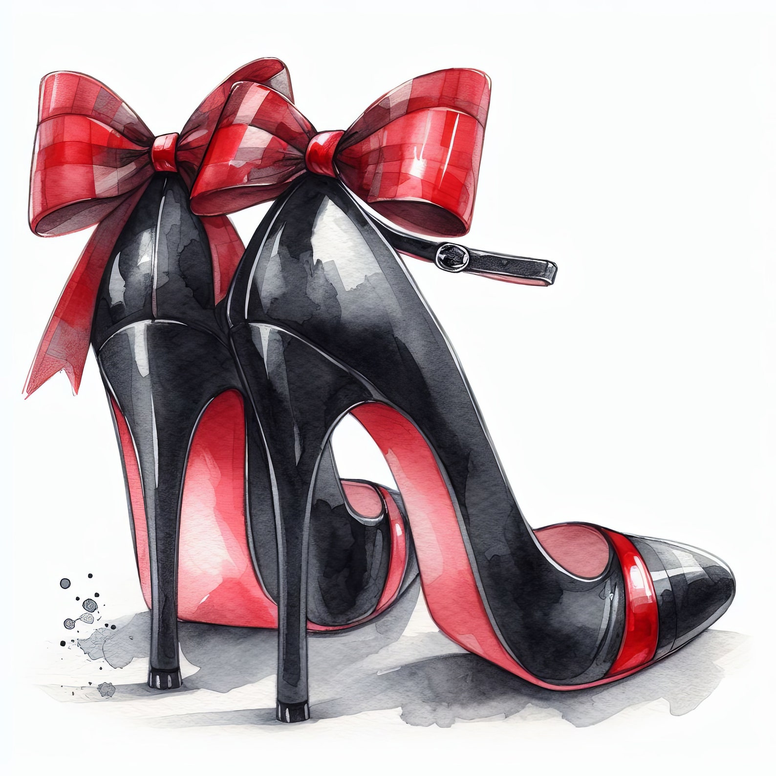 Watercolor High Heels Clipart Bundle Black and Red High Heels Clip Art ...