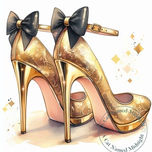 10 High Heels Clipart Bundle Black and Gold High Heels Clip Art Womens ...