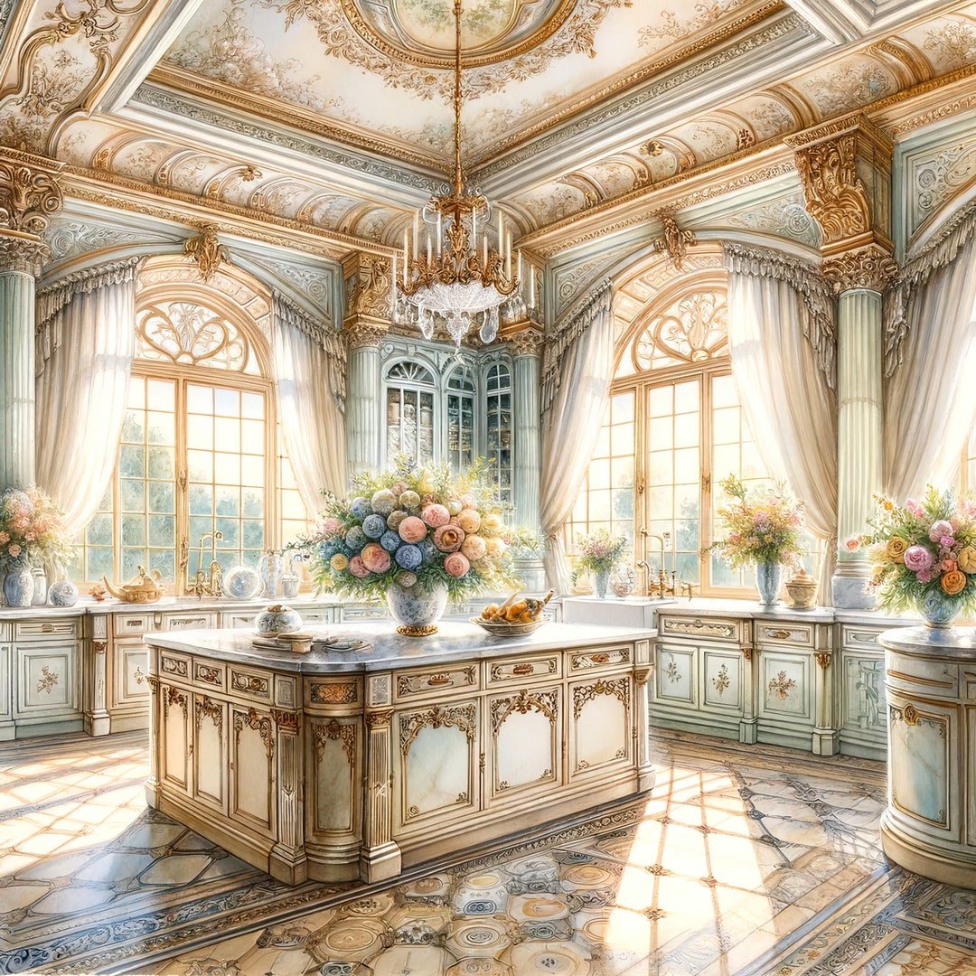 Watercolor French Palace Kitchen Clipart Watercolor Kitchen Clip Art ...