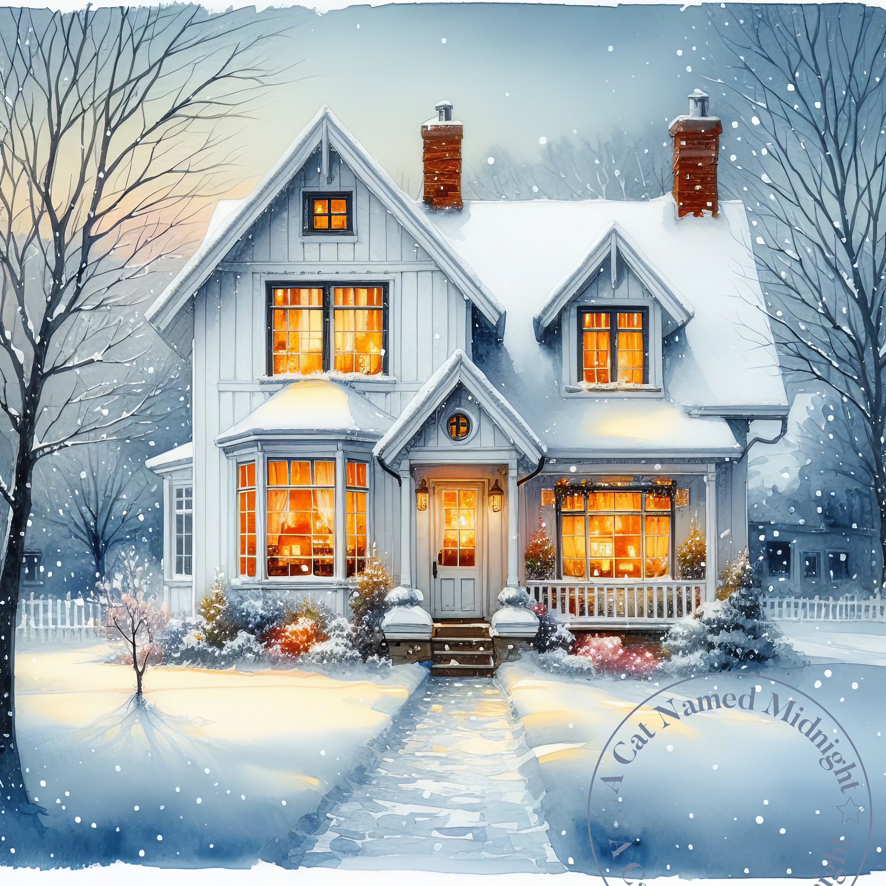 Christmas House Scenes Clipart 10 Xmas Home Clip Art Watercolor Xmas ...