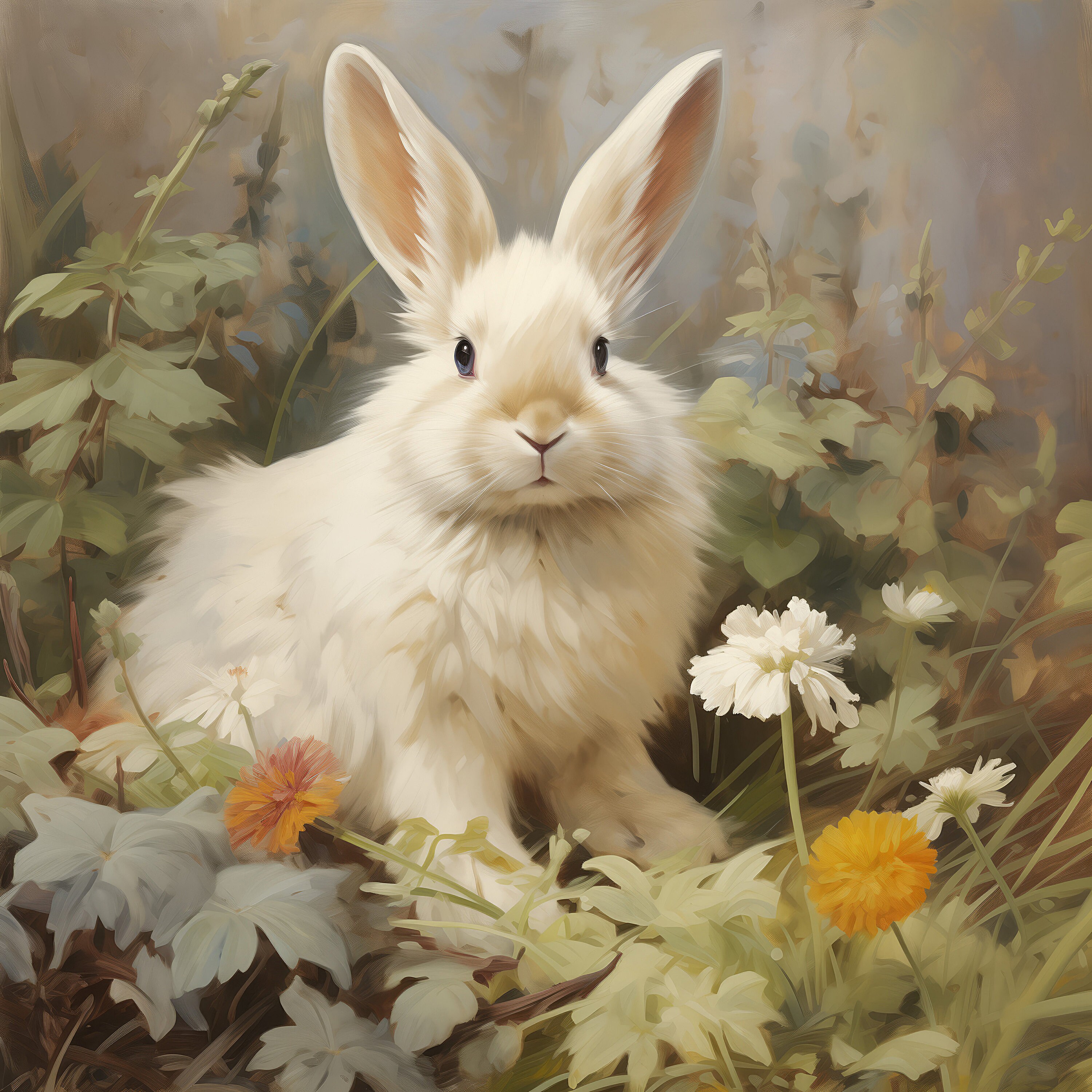 Bunny in Flower Garden Clipart Images Rabbit in Garden Clip Art Bundle ...