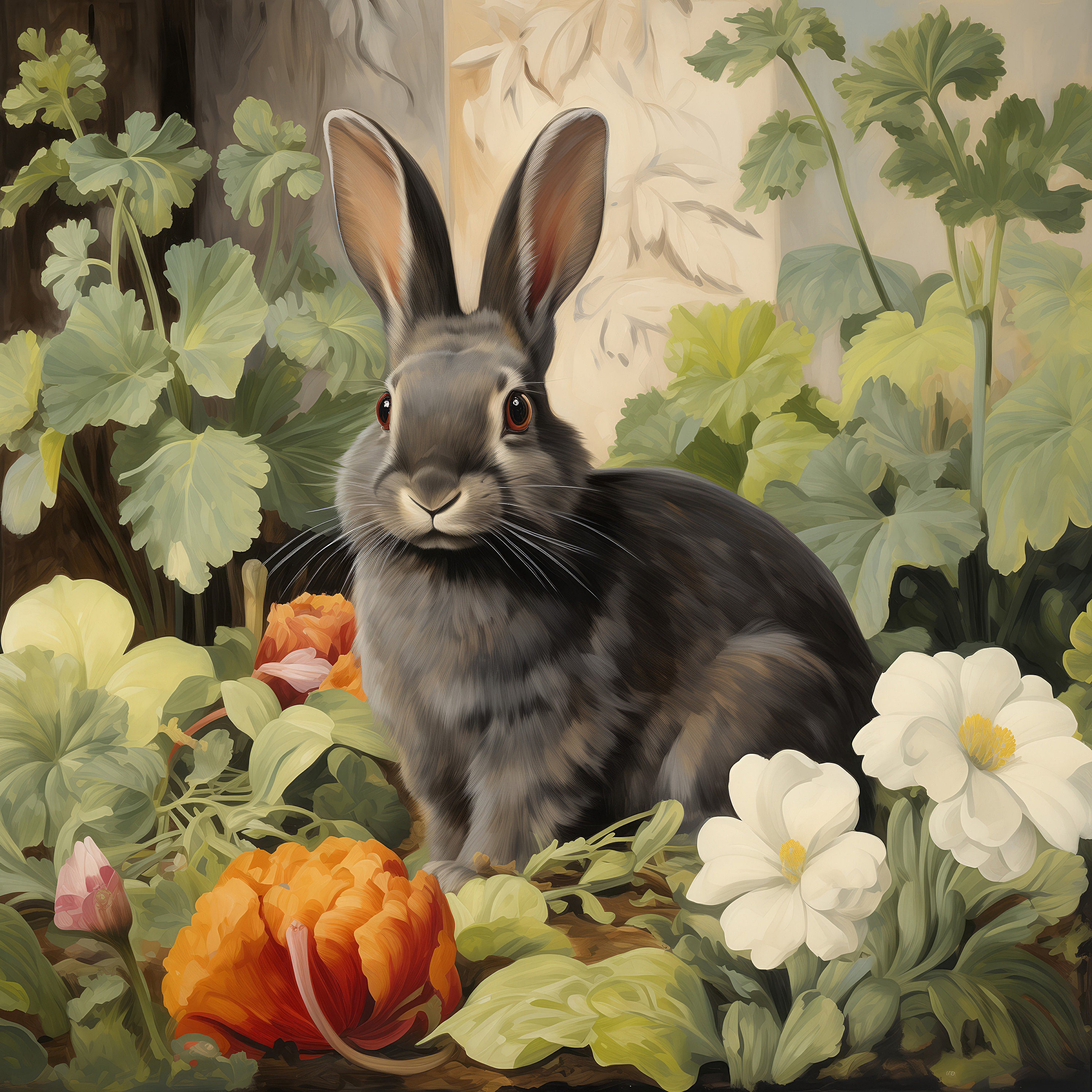 Bunny in Flower Garden Clipart Images Rabbit in Garden Clip Art Bundle ...