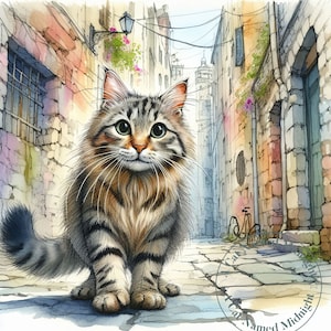 13 Alley Cat Paintings Cat Clip Art Images Bundle Watercolor Kitten ...
