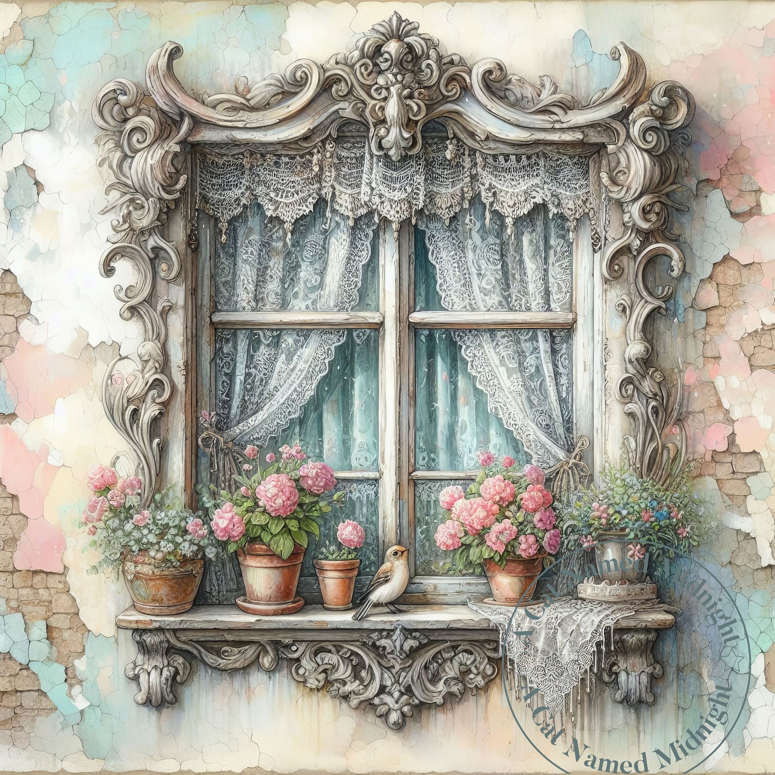 Watercolor Shabby Chic Windows Clipart Vintage Clip Art Bundle Digital ...