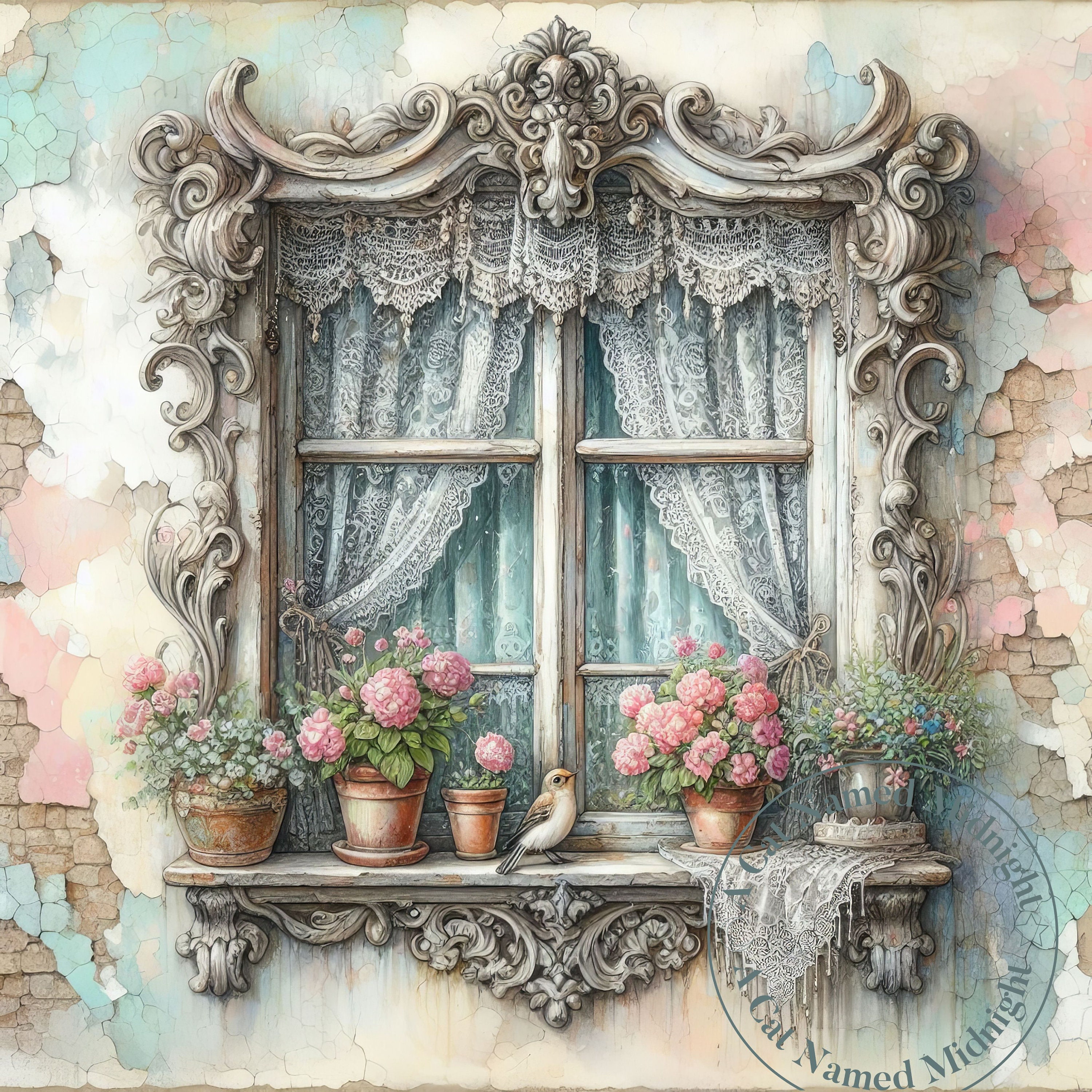 Watercolor Shabby Chic Windows Clipart Vintage Clip Art Bundle Digital ...