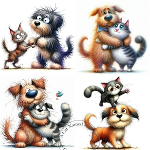Quirky Dog and Cat Best Friends Clipart 13 High Quality JPG Images Cat ...