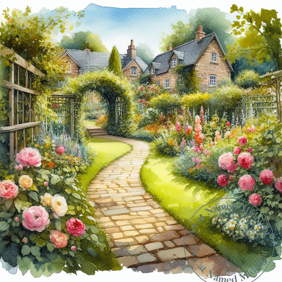 Watercolor Garden Path Clipart 12 Images Bundle Floral Arch Outdoor ...