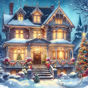 Victorian Christmas Home Scenes Clipart 10 Xmas House Clip Art ...